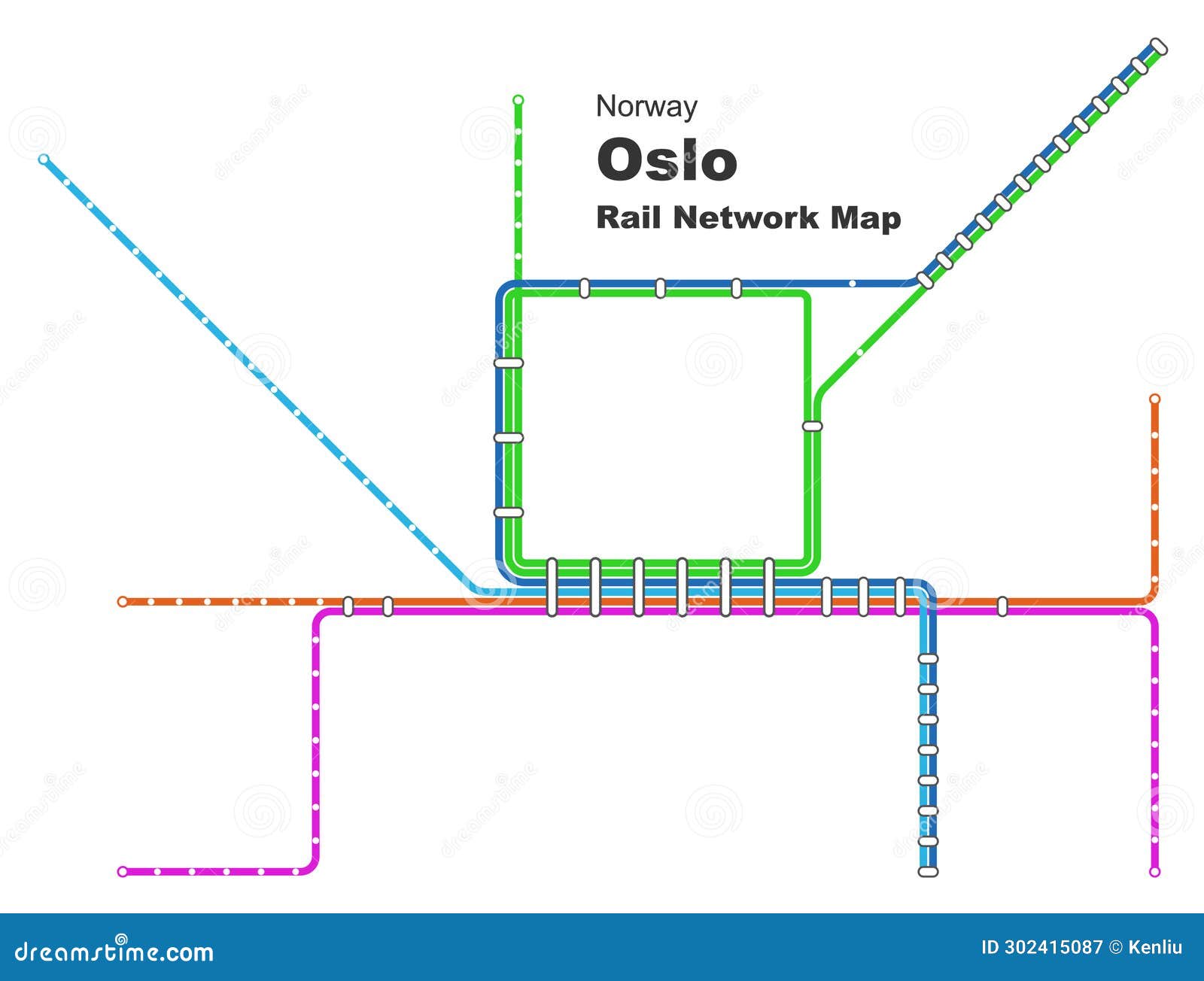 Rail Network Map of Oslo,Norway Stock Vector - Illustration of ...