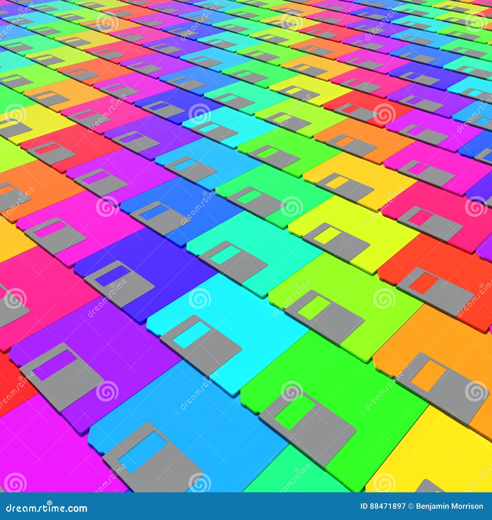Layered Array of Colorful Floppy Disks Stock Illustration ...
