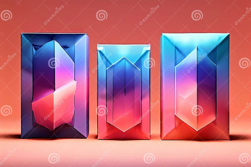 Layered Geometric Shapes with Gradient Backgrounds Packaging Tha Stock ...