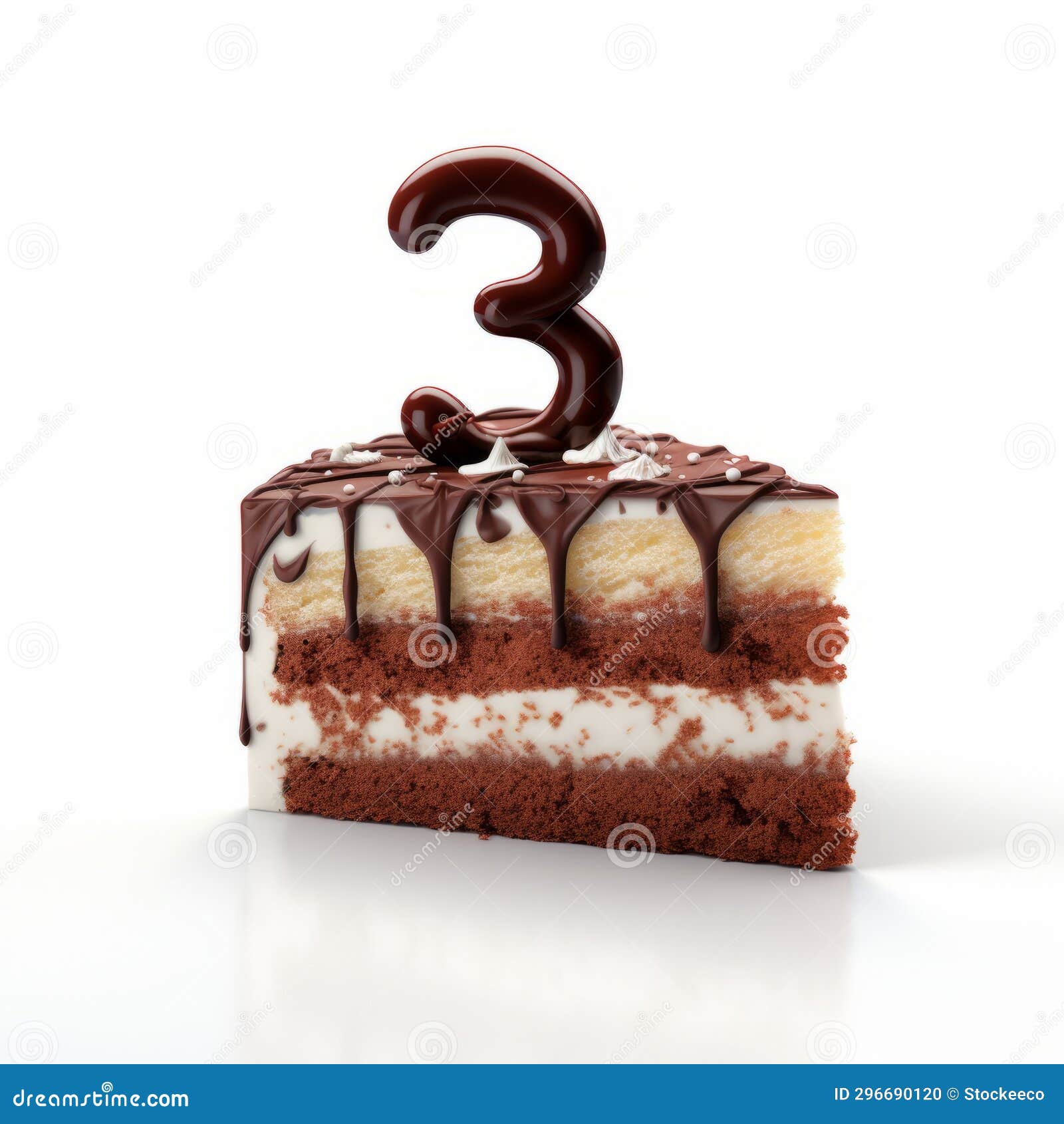 Layered Illusion Cake With Chocolate Number Three Stock Photography ...