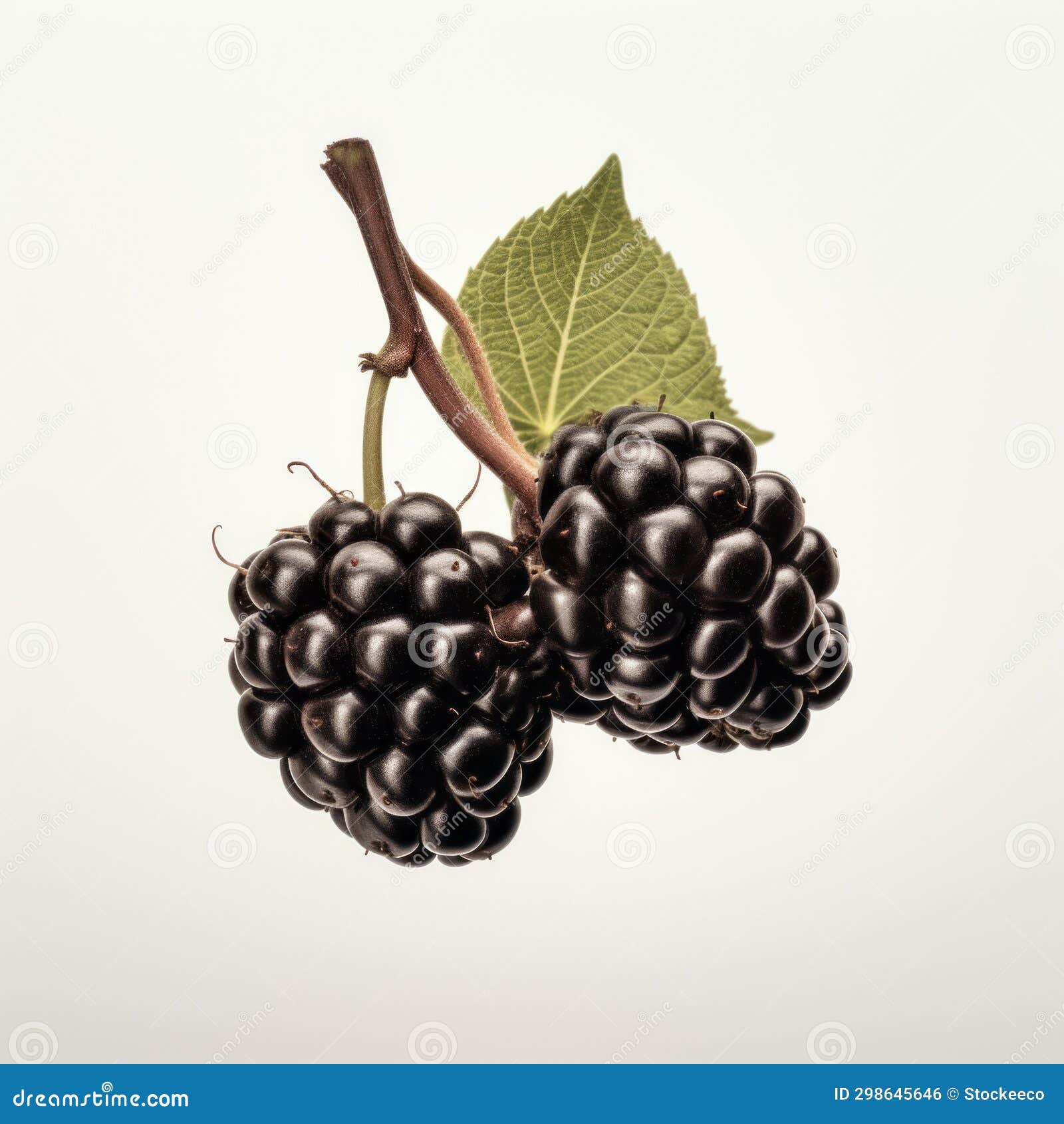 Layered Imagery: Two Blackberries on White Background with Subtle Irony ...