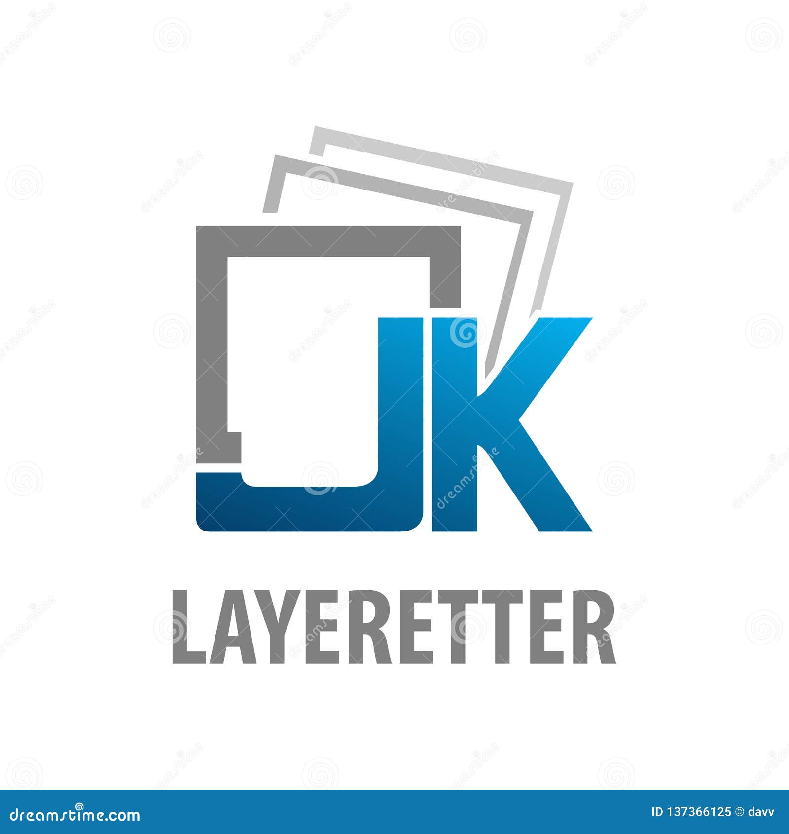 Layered Initial Letter JK Logo Concept Design. Square Symbol Graphic ...