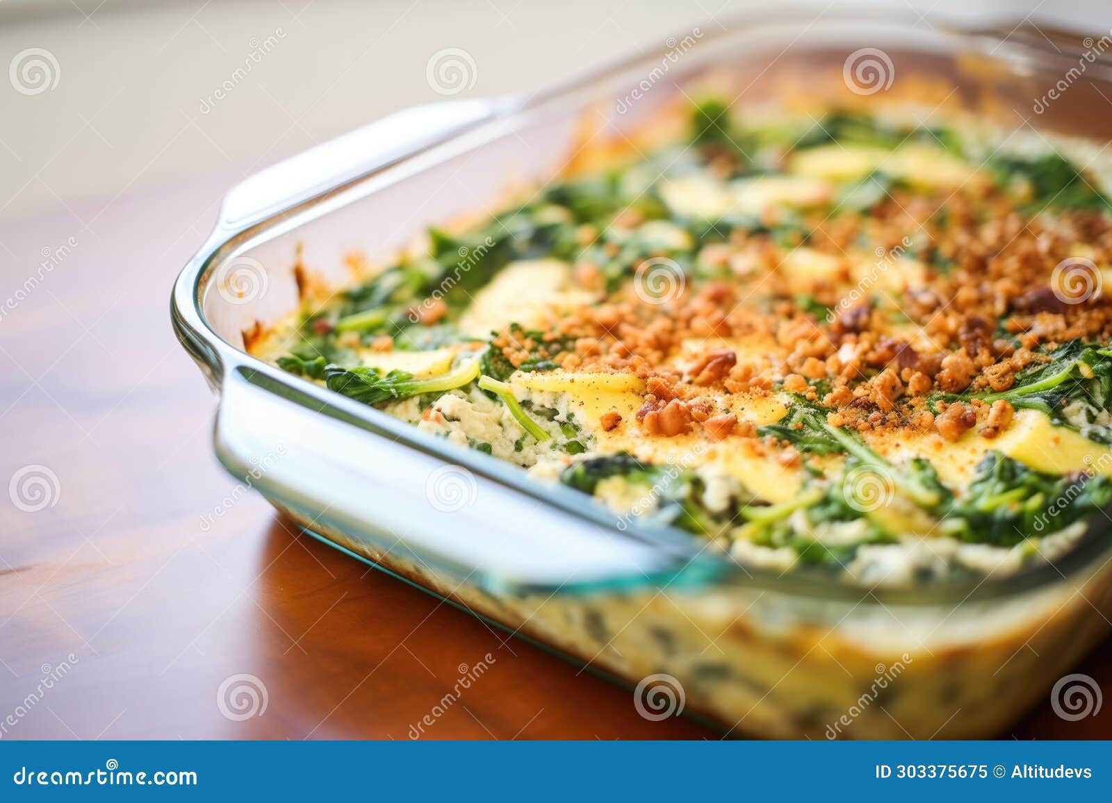 Layered Mashed Potato and Spinach Casserole Dish Stock Image - Image of ...