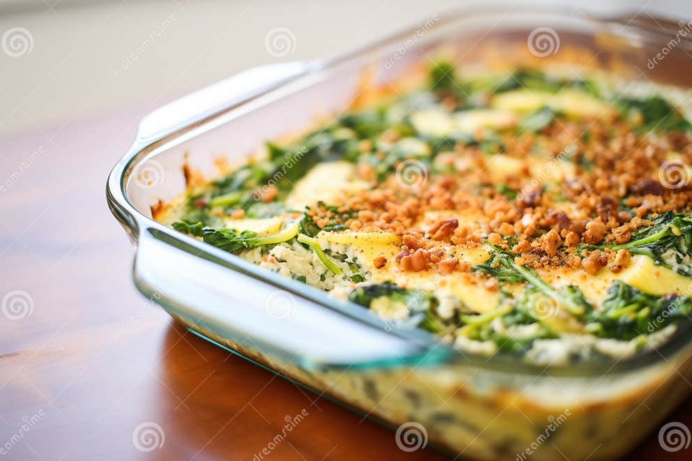 Layered Mashed Potato and Spinach Casserole Dish Stock Image - Image of ...