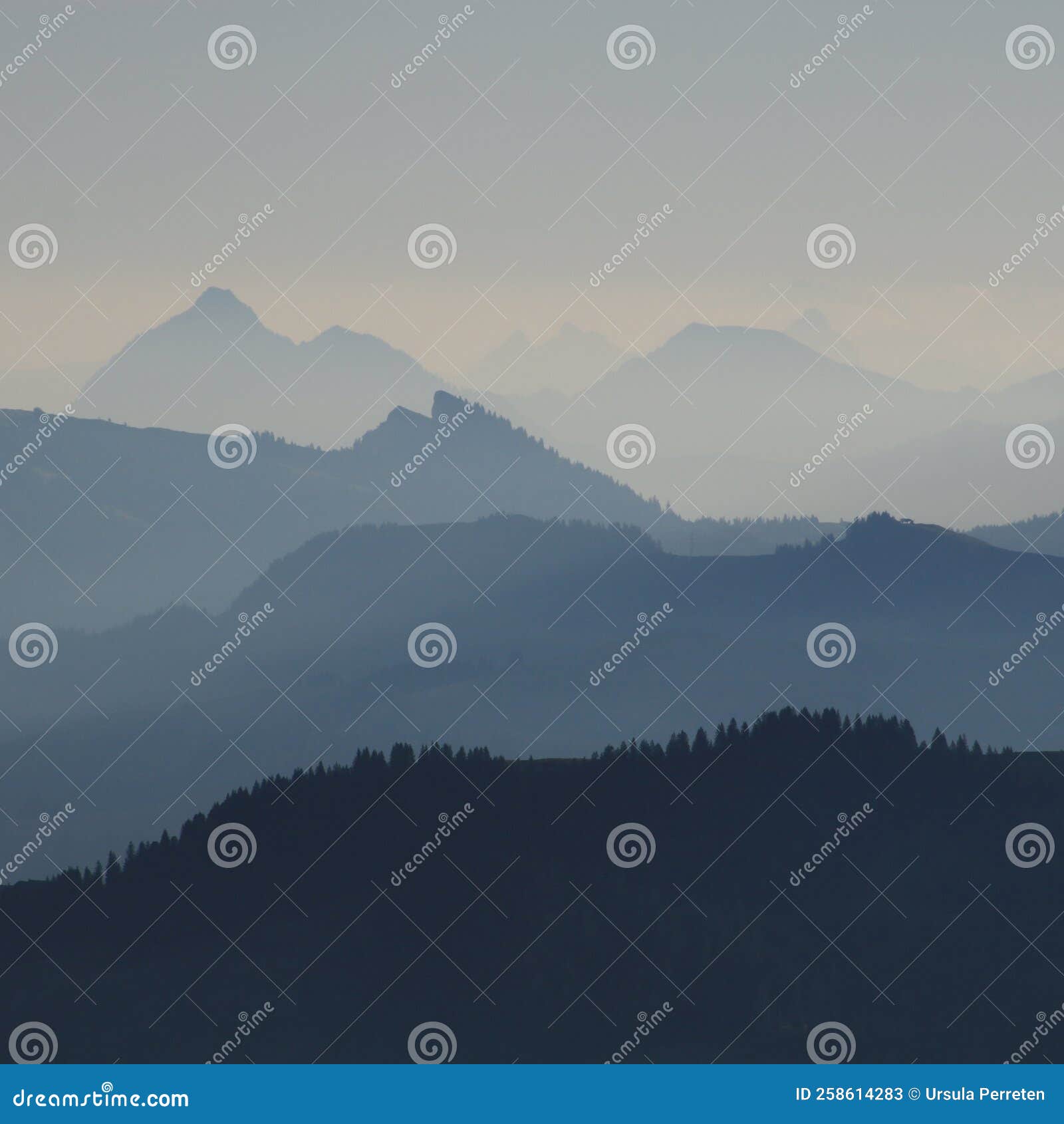 Layered Mountain Ranges in Different Shades of Blue Stock Image - Image ...