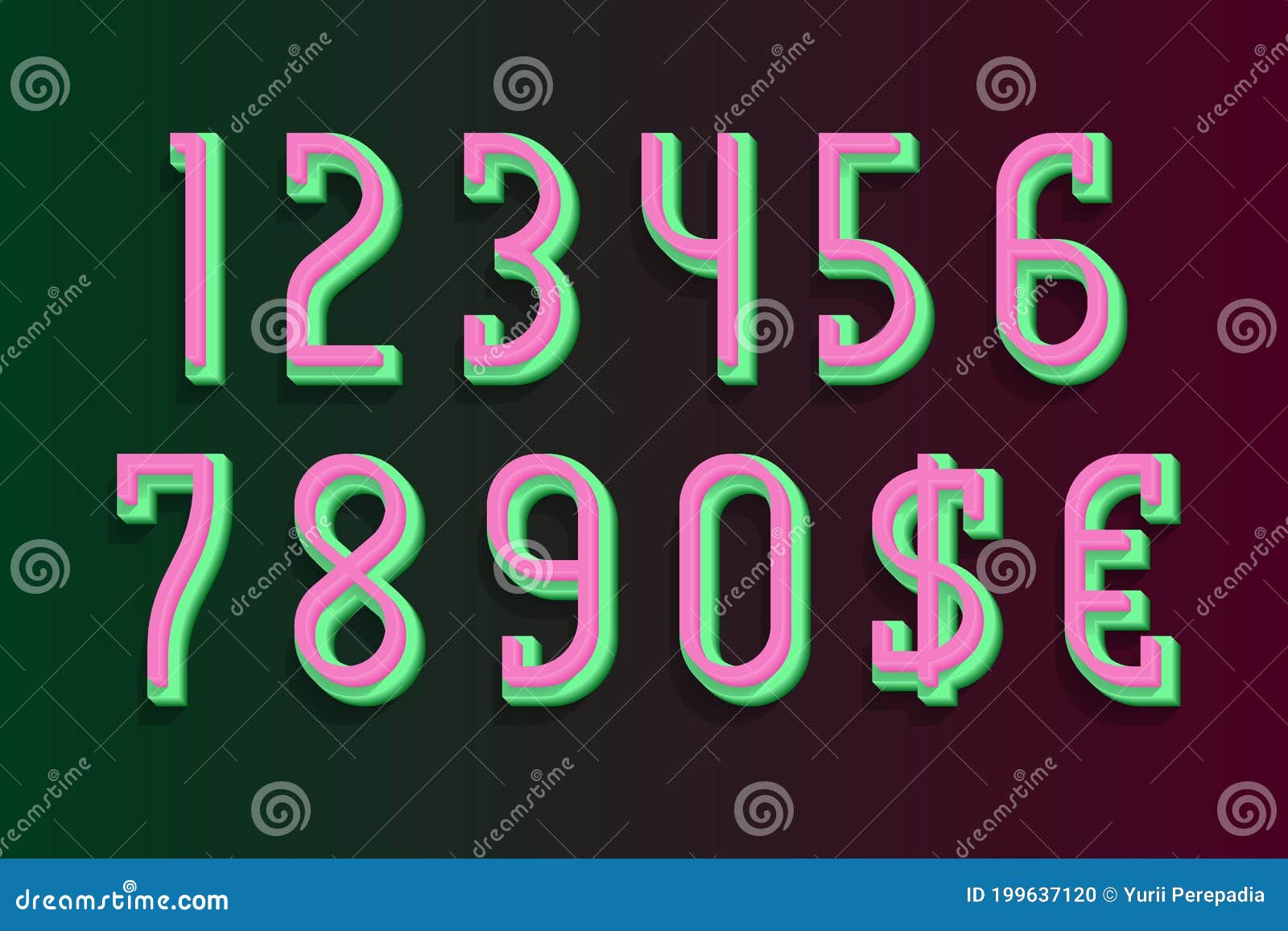 Layered Numbers with Currency Signs in 3d Urban Style Stock Vector ...