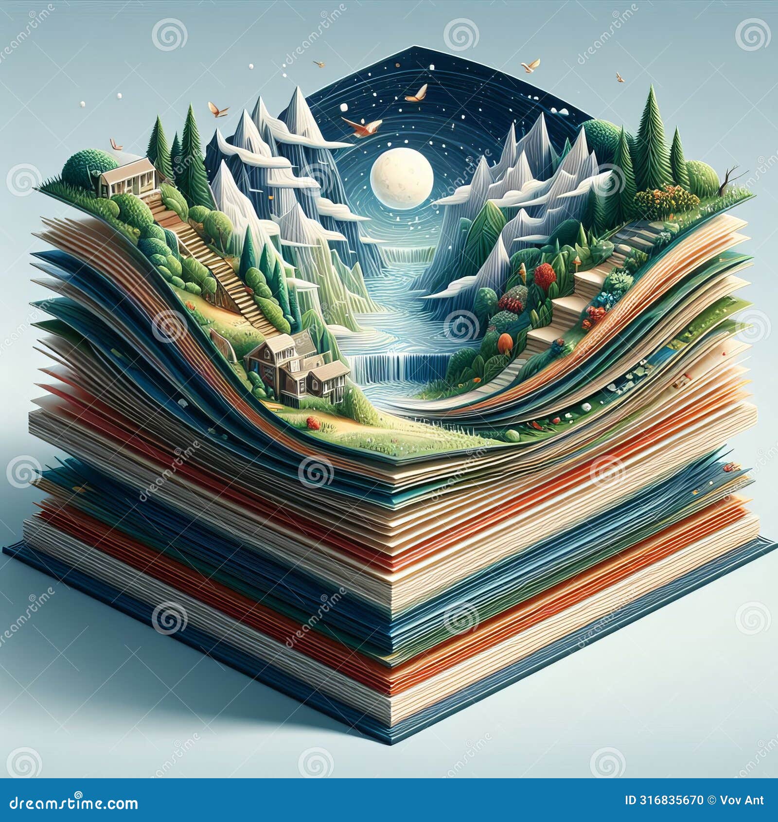 Layered Pages a Book with Pages that are Made Up of Multiplel Stock ...