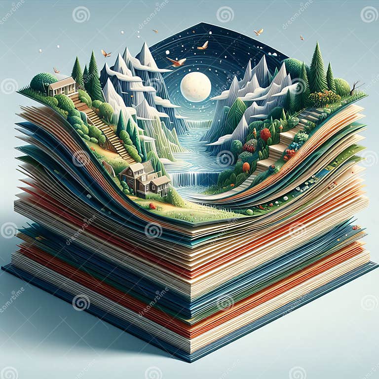 Layered Pages a Book with Pages that are Made Up of Multiplel Stock ...