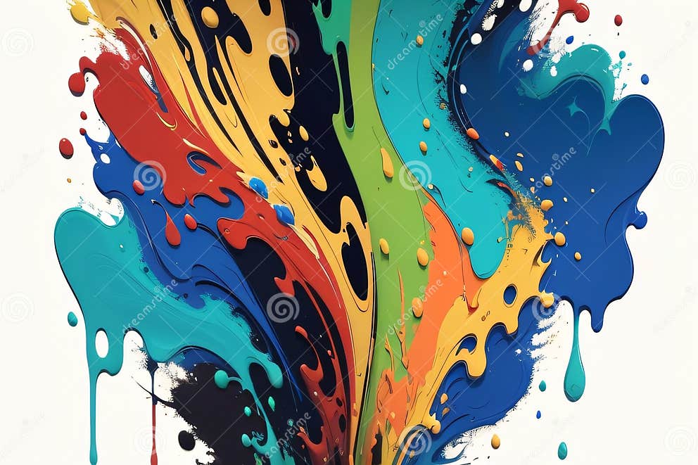 Layered Paint Splashes in an Abstract Expressionist Impressionist Style ...