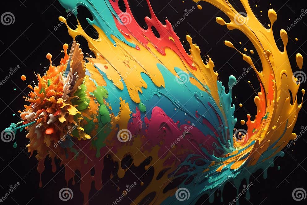 Layered Paint Splashes in an Abstract Expressionist Impressionist Style ...