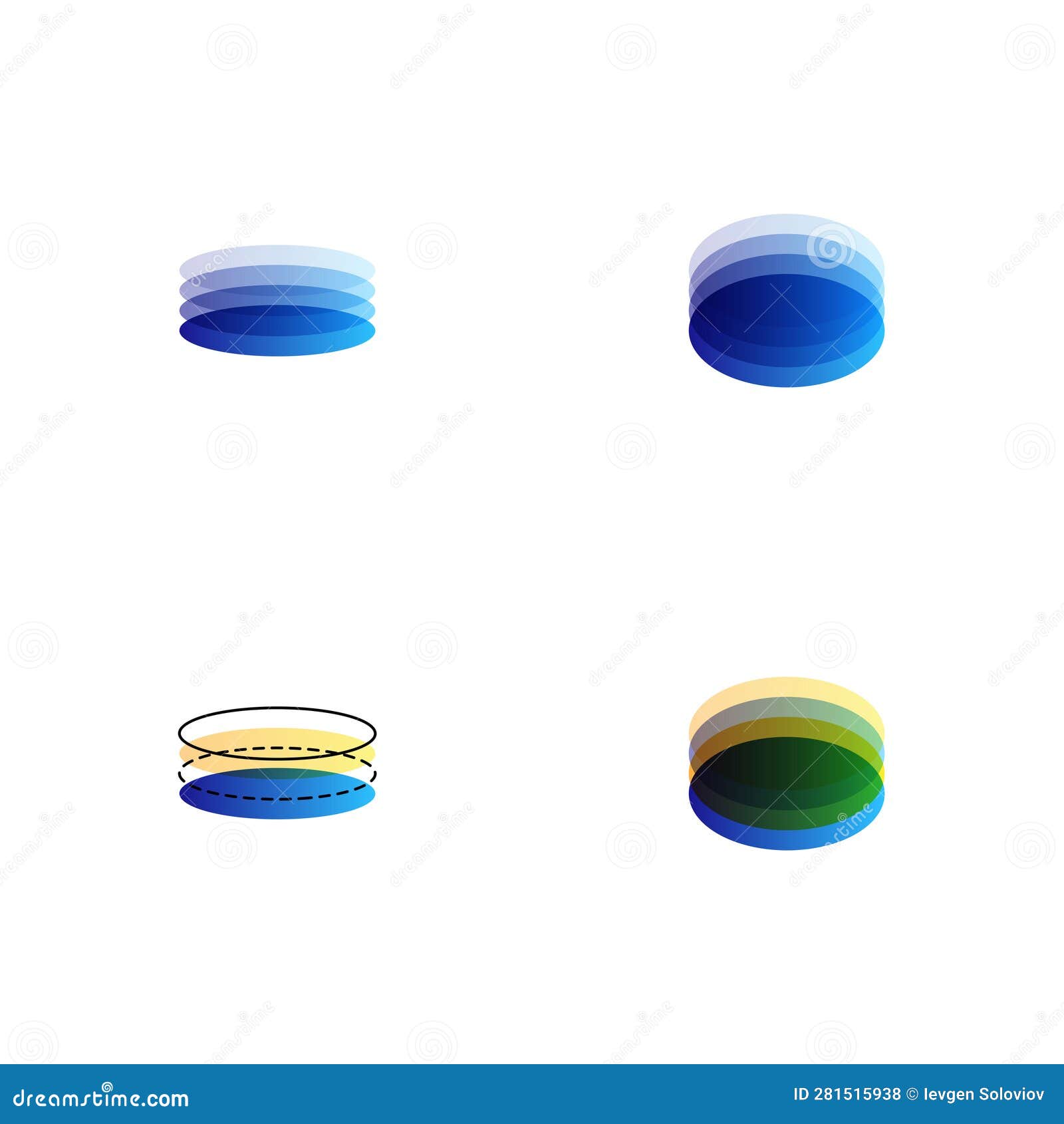 Layered Paper Circles Stacks Set Stock Vector - Illustration of ...