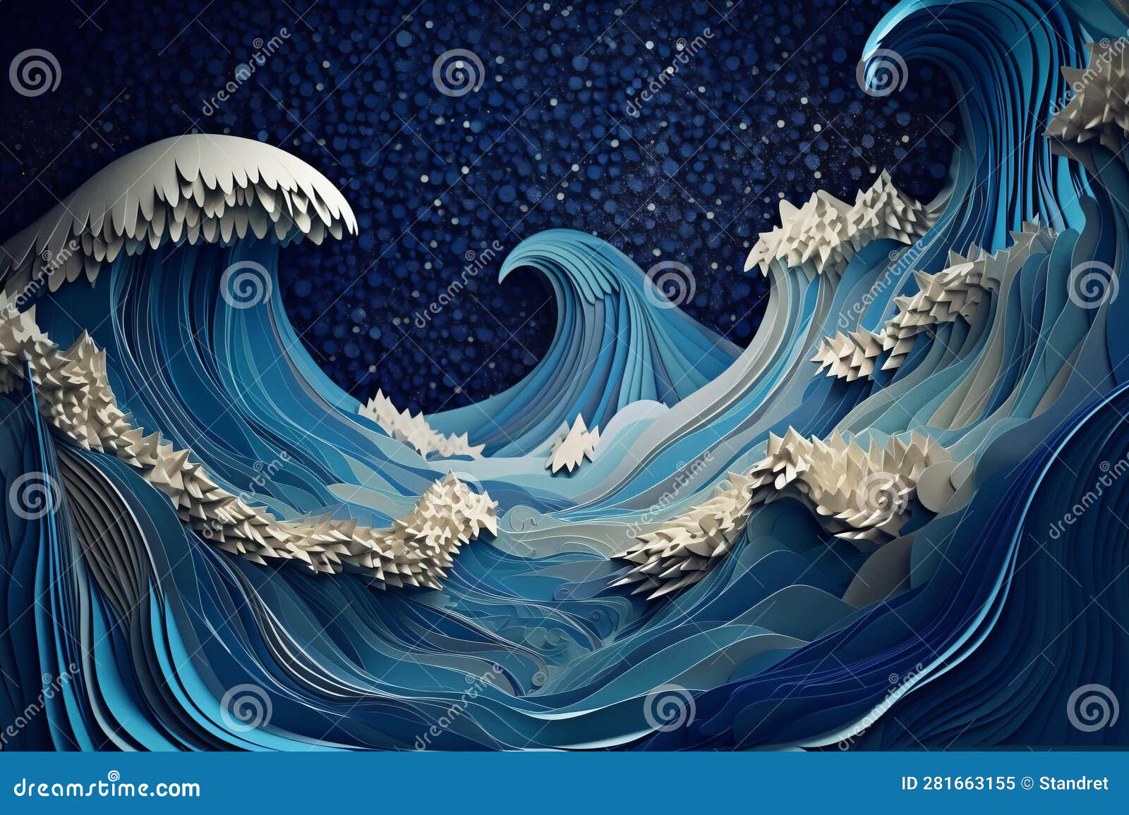 Layered Paper of Wave. Beautiful Illustration Picture Stock ...
