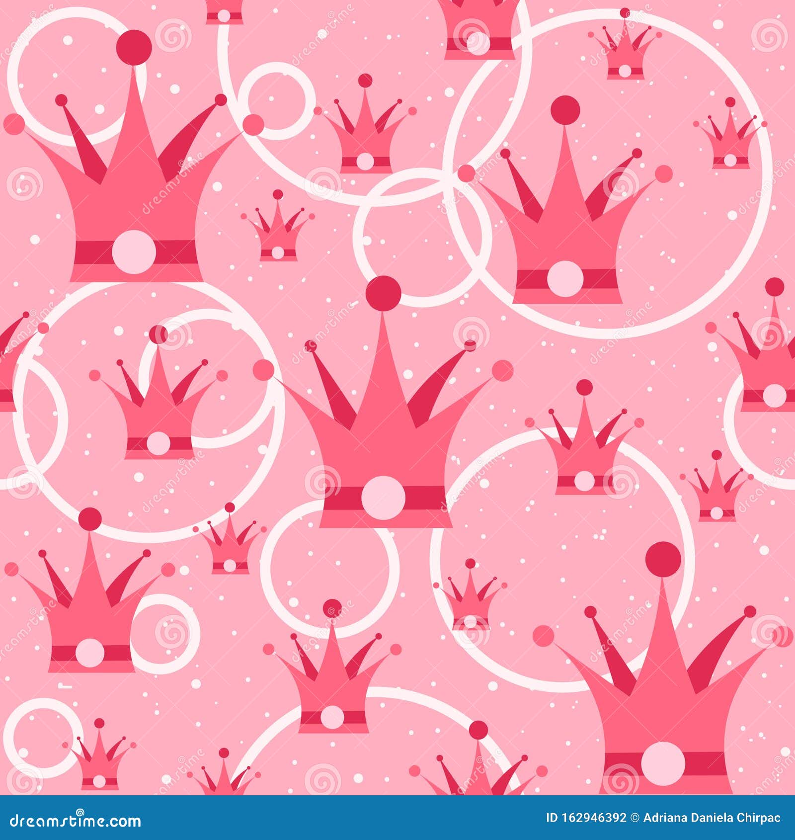Layered Pink Crowns for Kids. Girly Objects of Princess Seamless ...