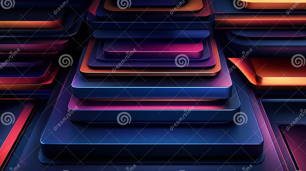 Neon Geometric Abstraction Showcasing Layered Rectangles with Vibrant ...
