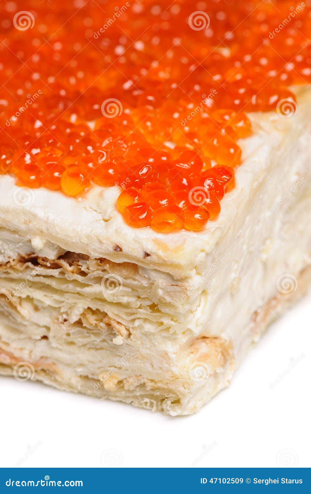 Layered red caviar pie stock image. Image of delicacy - 47102509