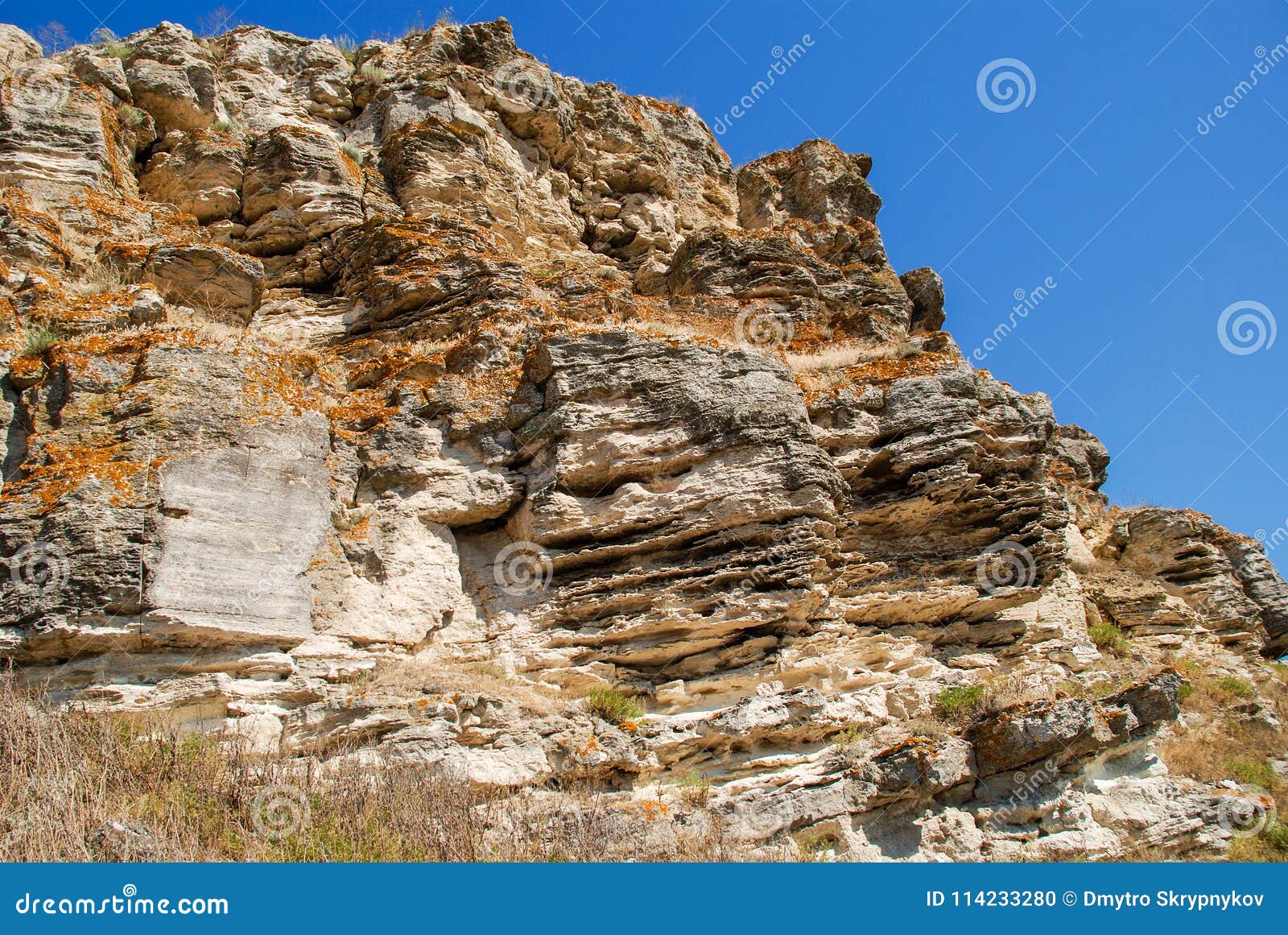 Layered Rock Face Seen on a Quarry. Stock Photo - Image of cliff ...