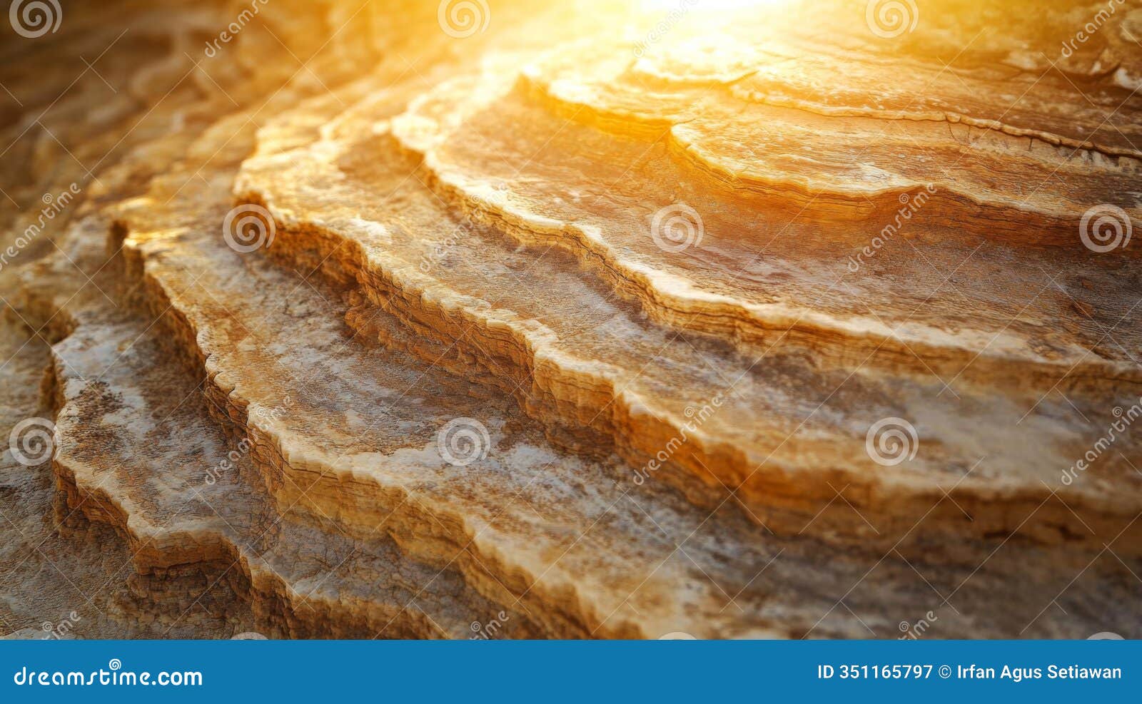Layered Rock Formation Basking in Sunlight Stock Illustration ...