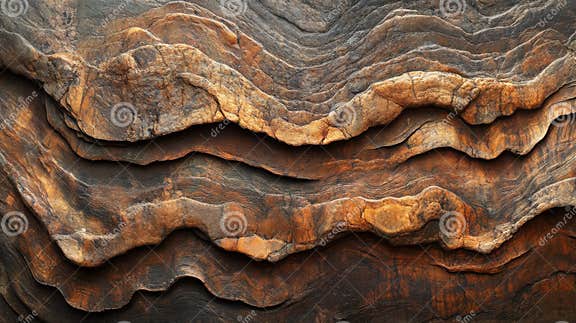Layered Rock Formation with Undulating Textures Stock Illustration ...