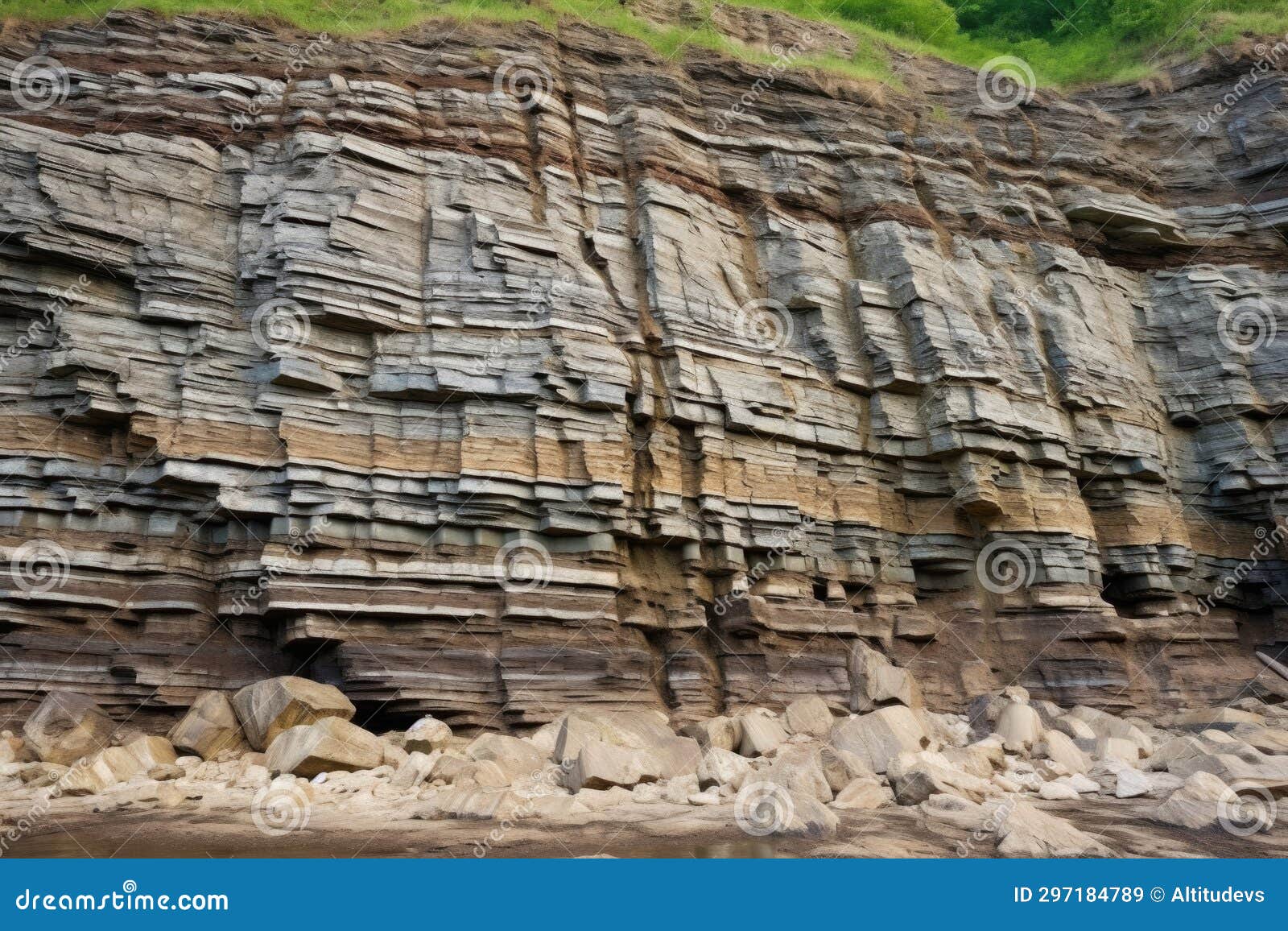 Layered Rock Patterns in a Sedimentary Cliff Иллюстрация штока ...