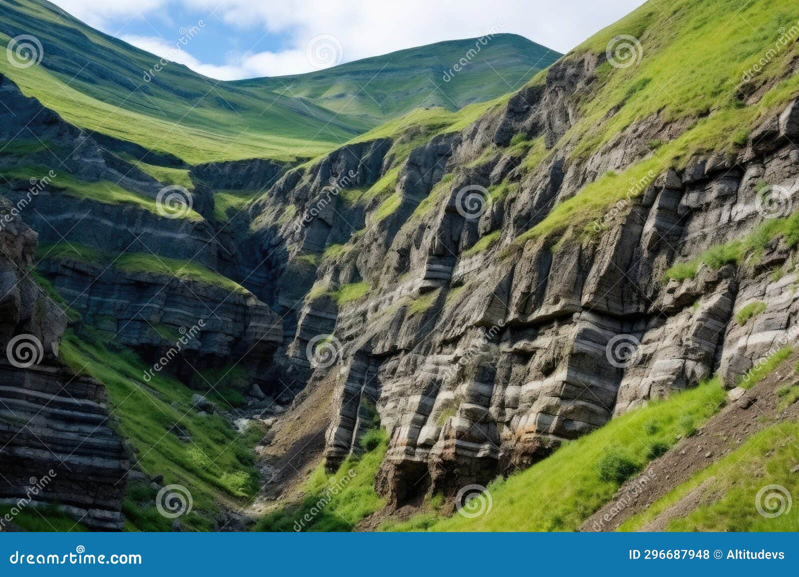 Layered Rocks in a Steep Mountain Valley Stock Photo - Image of ...