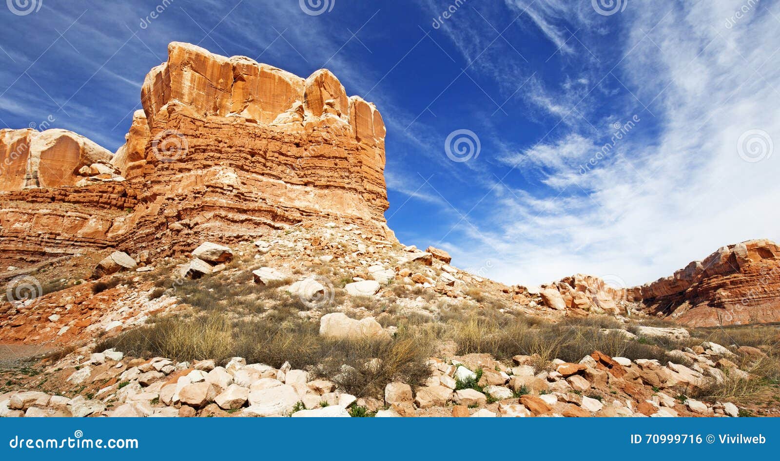 Layered Sandstone Rock Formation Stock Photo - Image of layered, hill ...