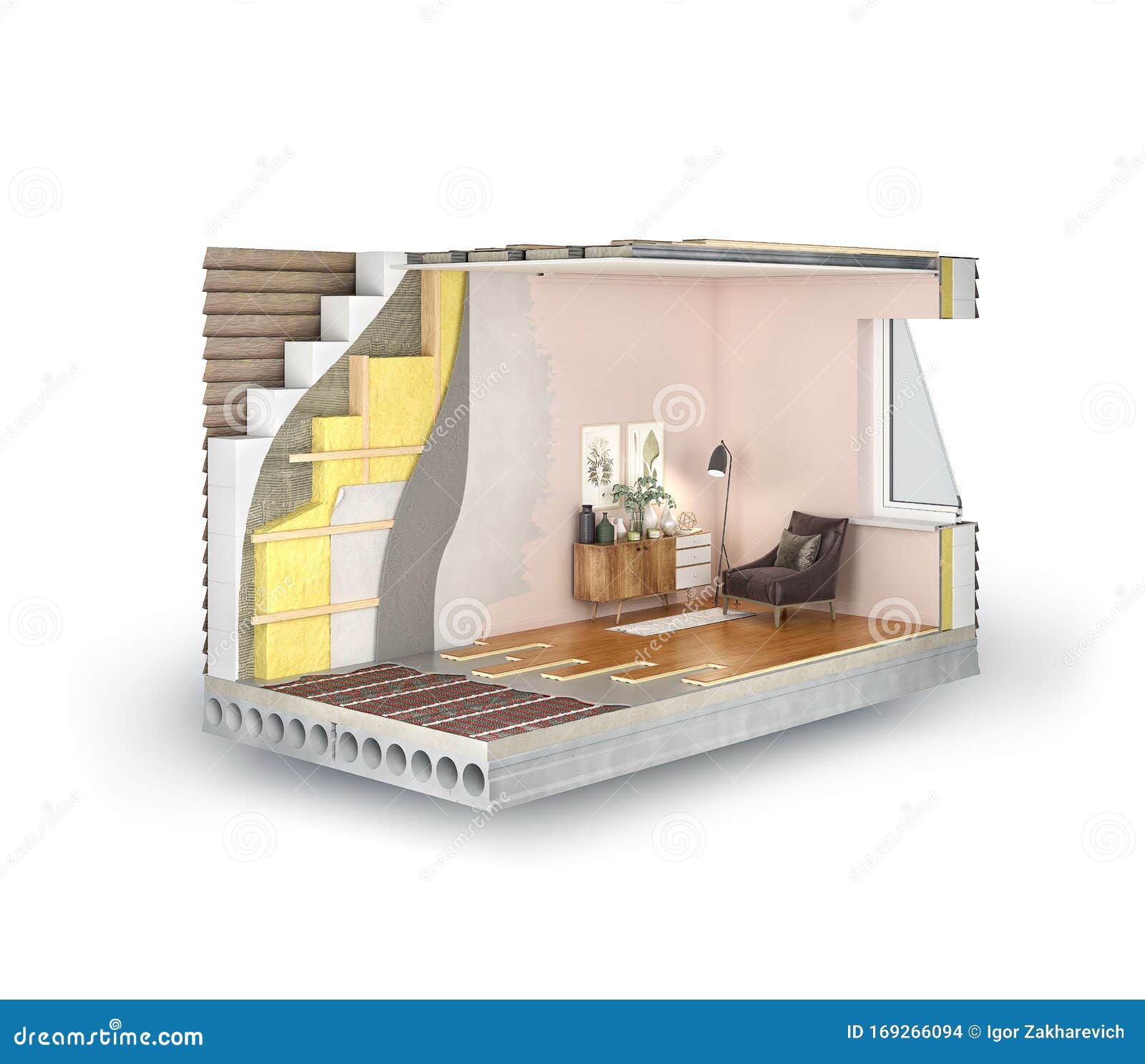 Layered Scheme of Walls, Ceiling and Floor Components in Interior Stock ...