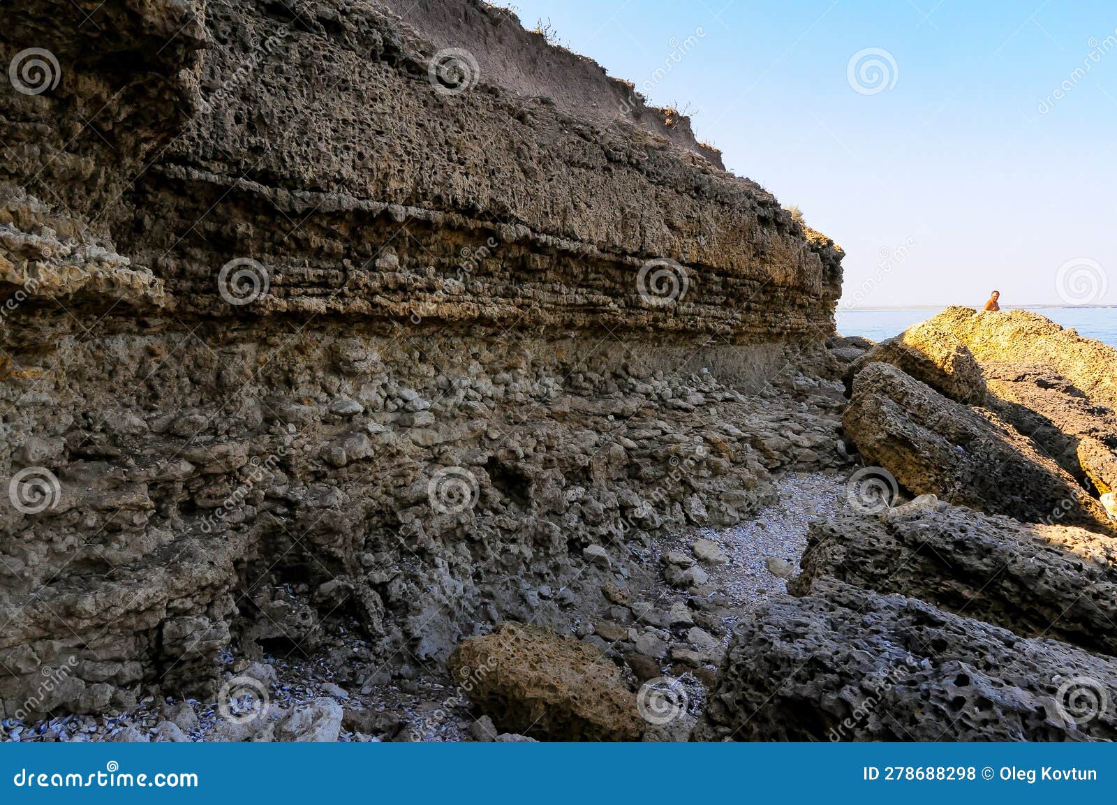 Layered Shell-shore, Destroyed by Waves during Storms, Black Sea Stock ...