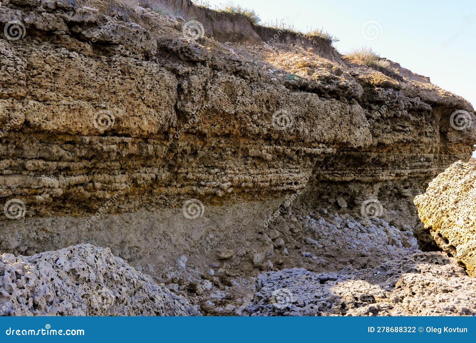 Layered Shell-shore, Destroyed by Waves during Storms, Black Sea Stock ...