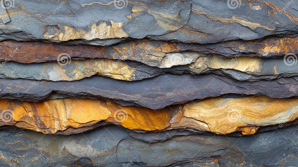 Layered Stone Formation Shows Diverse Hues and Textures Stock ...