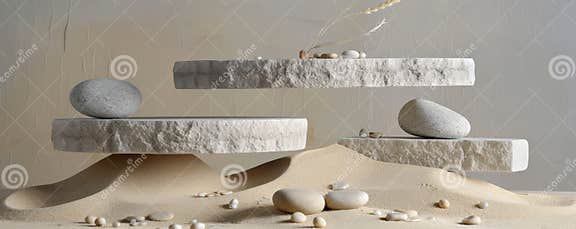 A Layered Stone Podium with Varying Heights, Creating a Dynamic, Multi ...