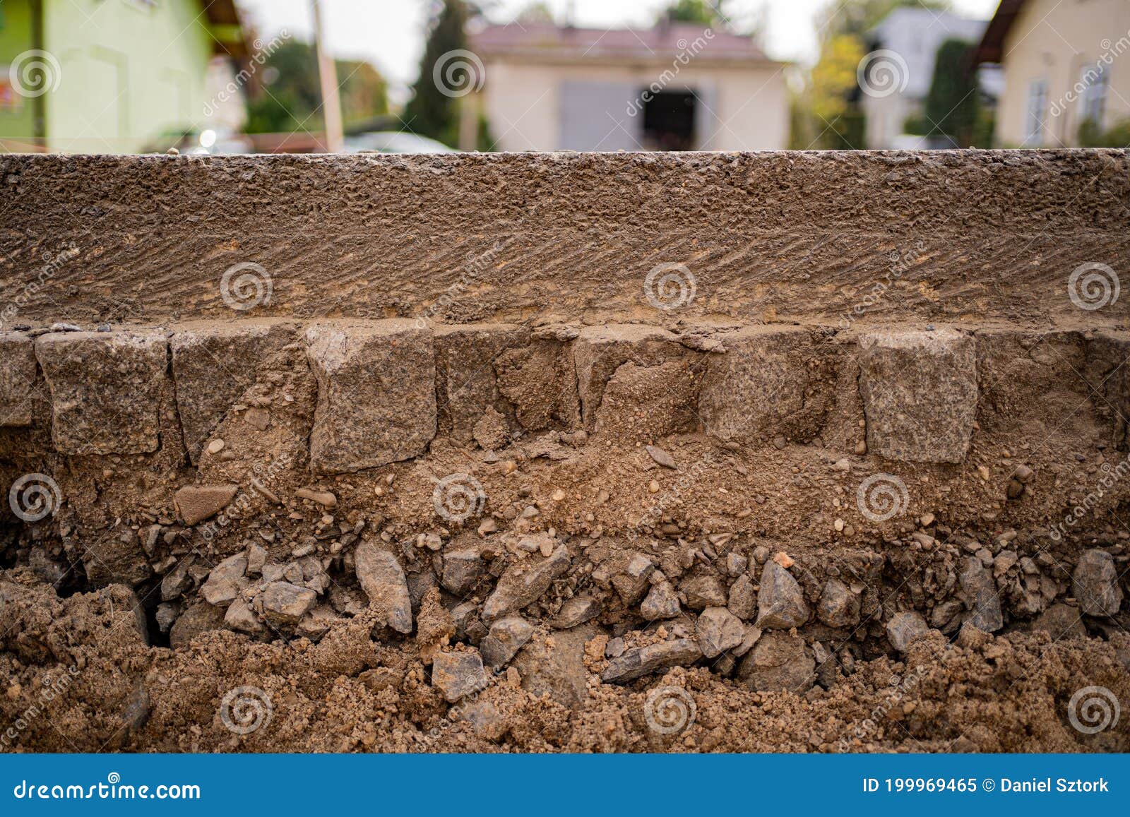 Layered Asphalt Road Side Texture With Soil Geology Cross Section ...