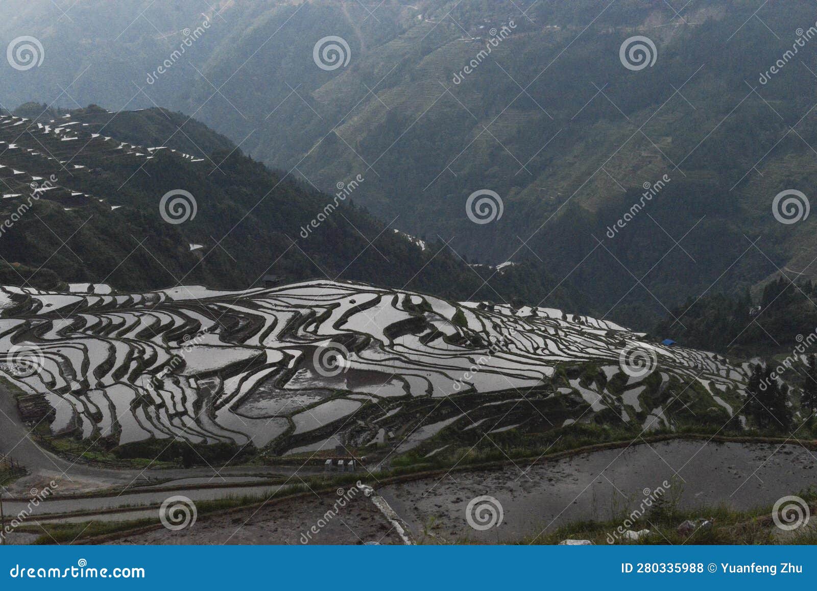 Layered Terraced Fields, Water-injected Terraced Fields Stock Photo ...