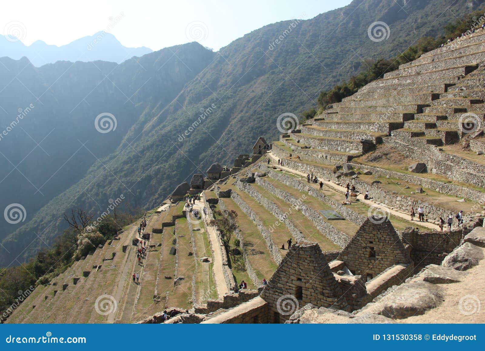The Layered Terraces at Machu Picchu Stock Photo - Image of ...