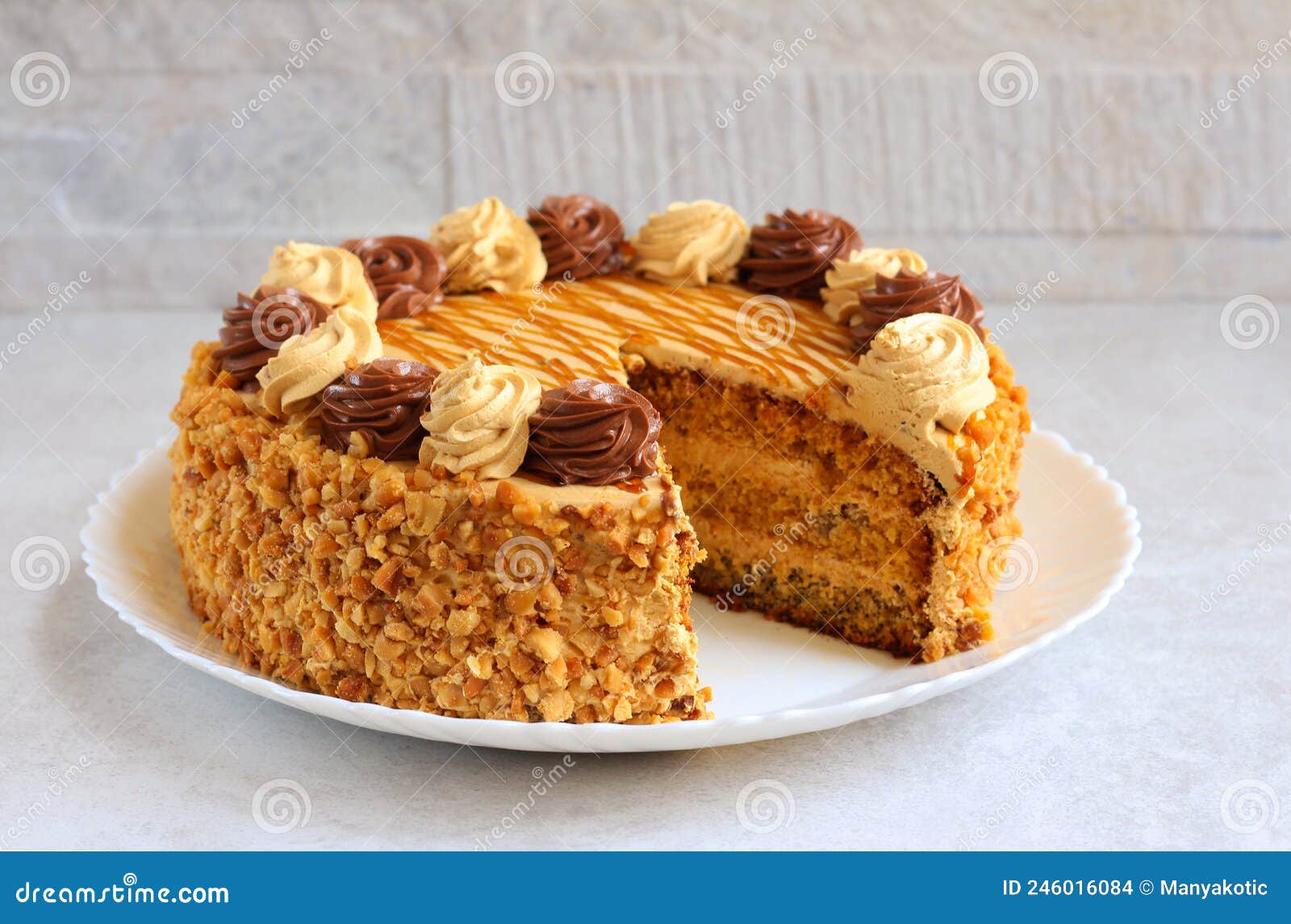 Layered torte sliced stock photo. Image of food, buttercream - 246016084