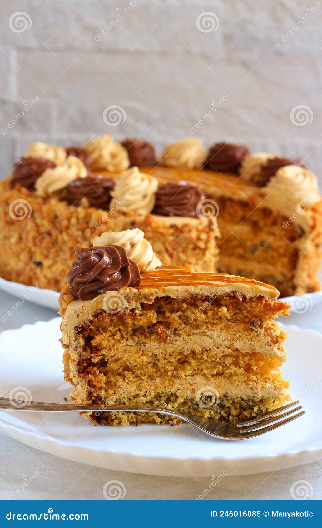 Layered torte sliced stock image. Image of buttercream - 246016085