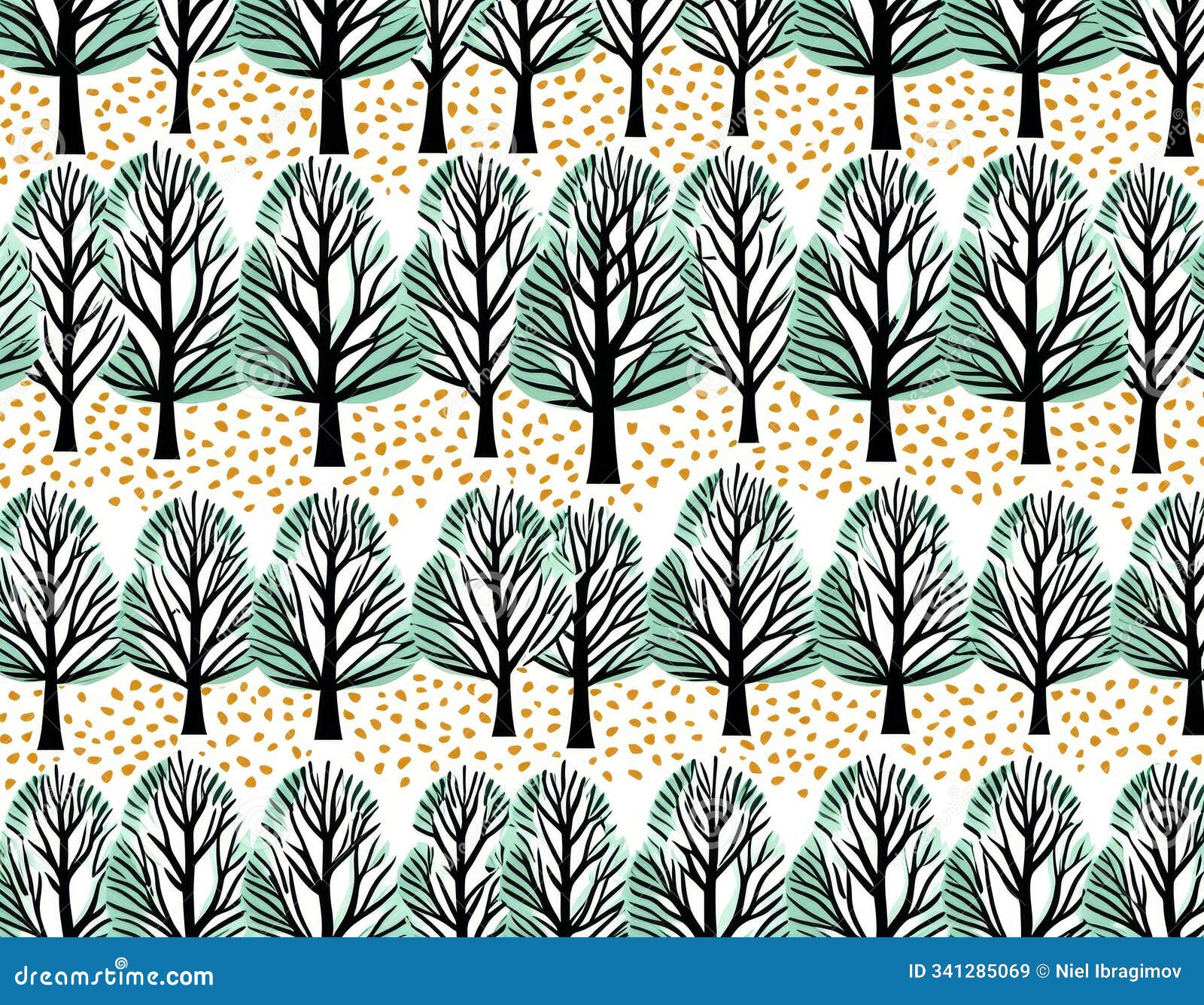 Layered Tree Landscape Repeat Pattern Illustration Stock Image - Image ...