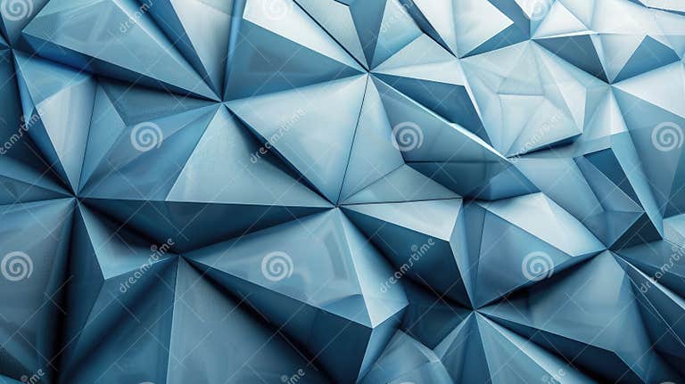 Layered Triangles in an Abstract 3D Geometric Pattern with Cool Blue ...