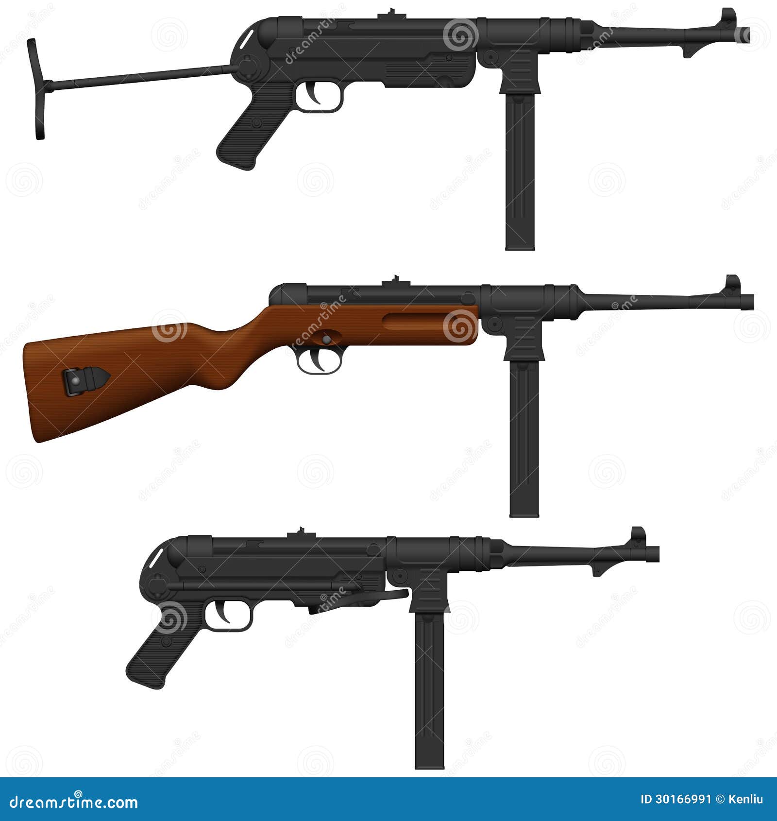 Machine Pistol And Revolver. Vector Illustration | CartoonDealer.com ...