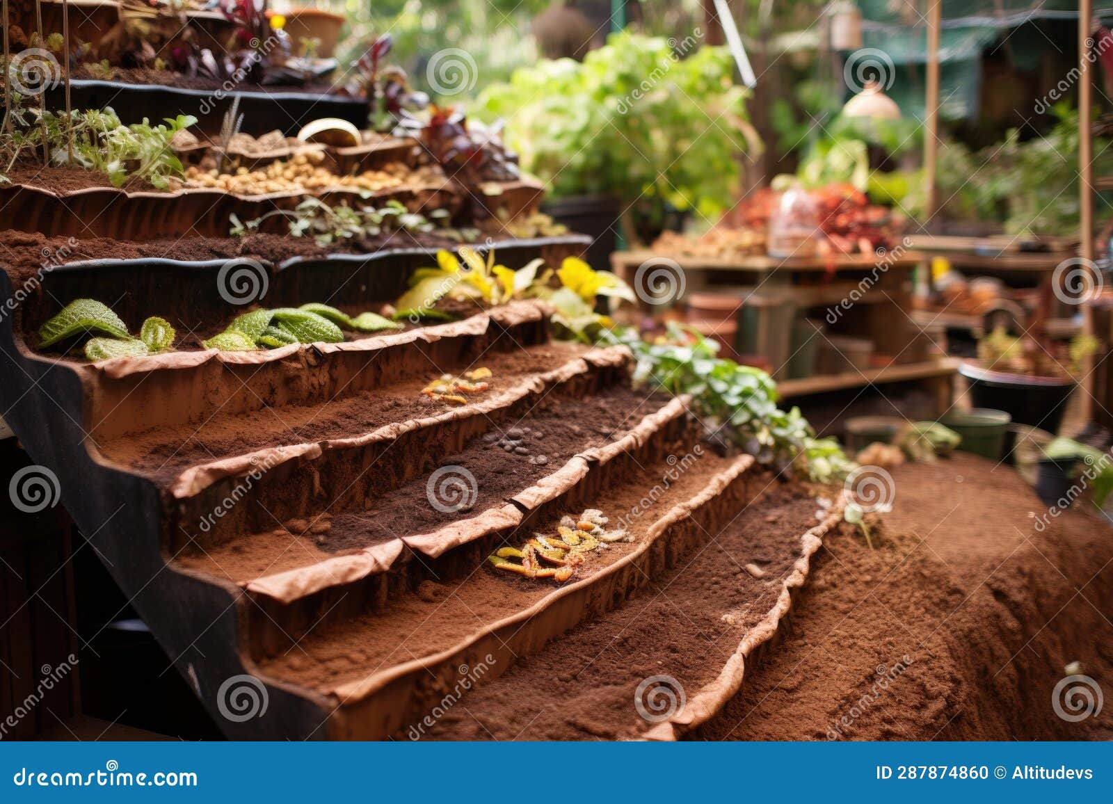 Layered Worm Farm with Visible Sections of Composting Stages Stock ...
