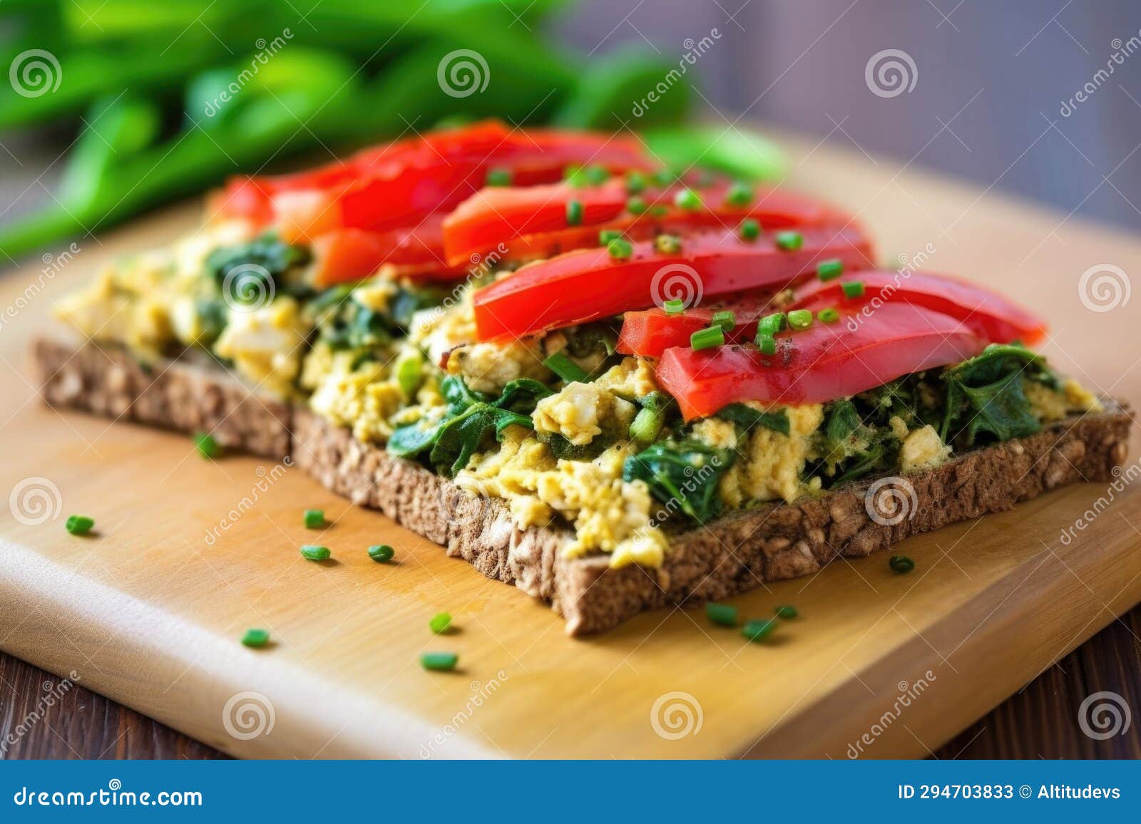 Layering Scrambled Tofu on Whole Grain Toast Stock Image - Image of ...