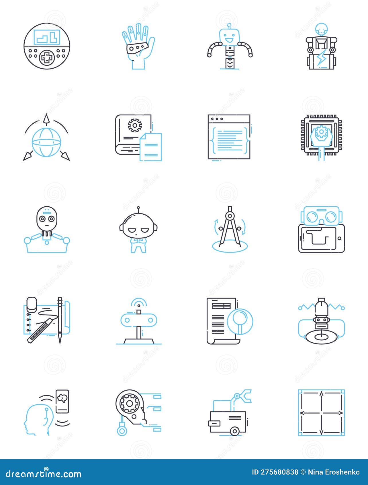 Layering Technology Linear Icons Set. Integration, Coherence, Process ...