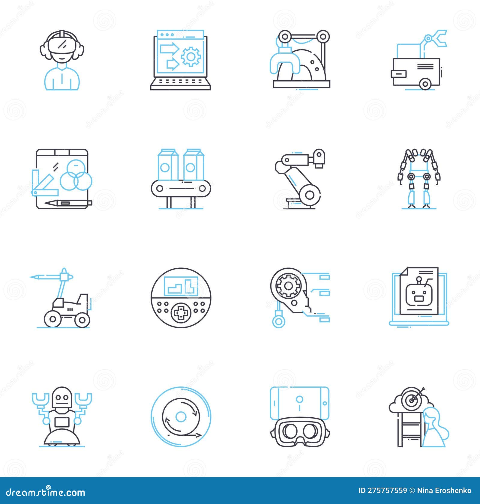 Layering Technology Linear Icons Set. Integration, Coherence, Process ...
