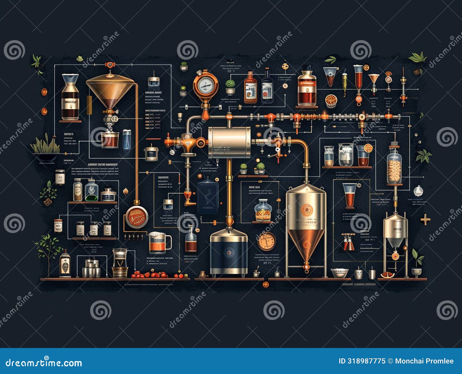 Layers of Brewing Elements Represented by Symbols, Creating a Detailed ...
