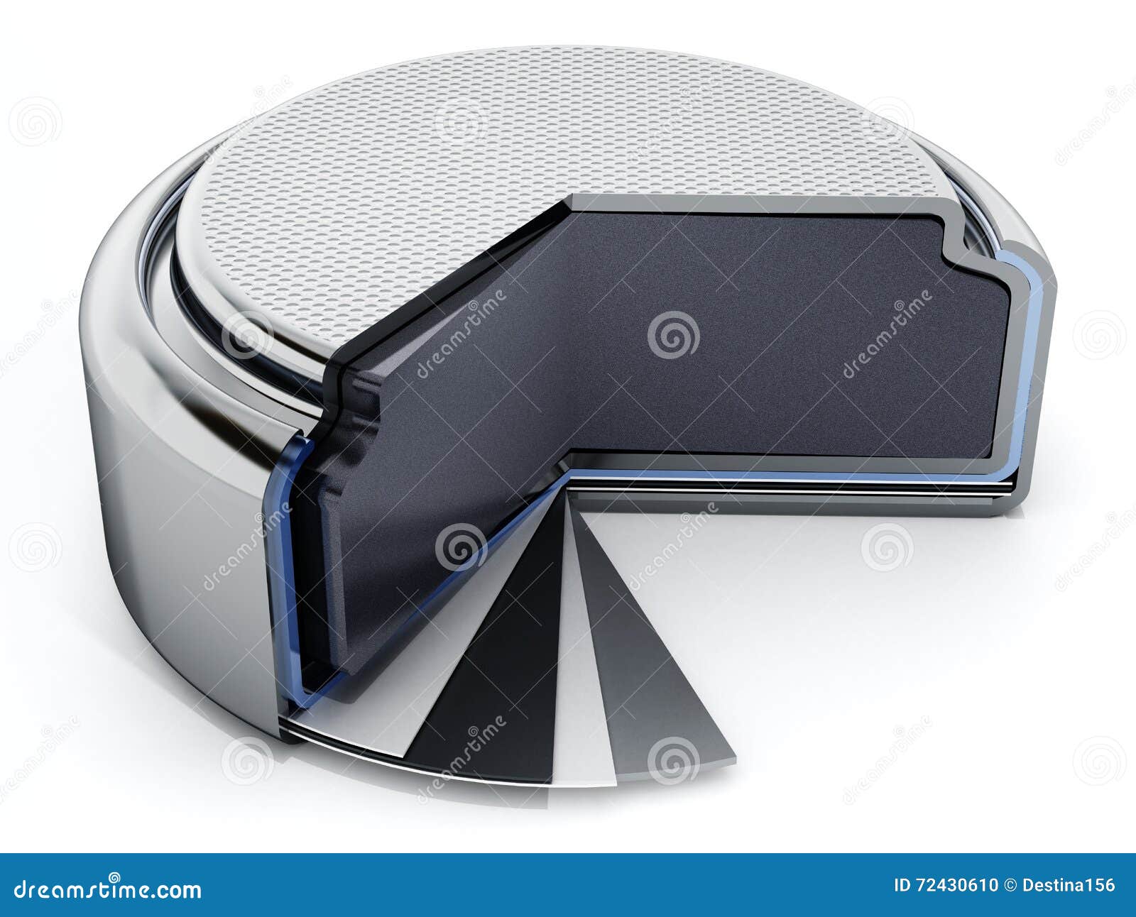 Layers of a Button Cell. Cross Section 3D Illustration Stock ...