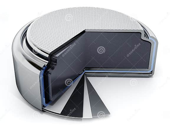 Layers of a Button Cell. Cross Section 3D Illustration Stock ...