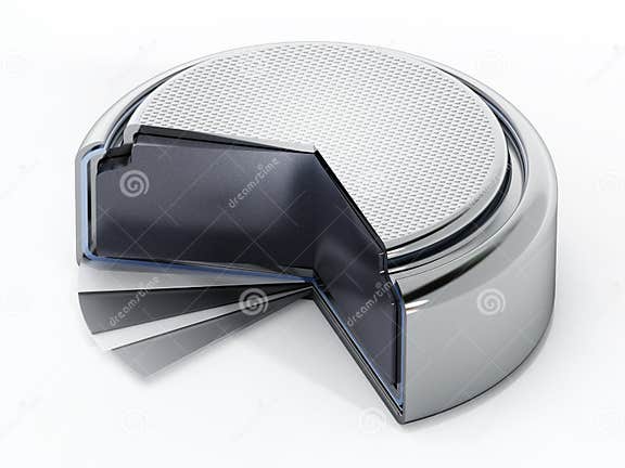 Layers of a Button Cell. Cross Section 3D Illustration Stock ...