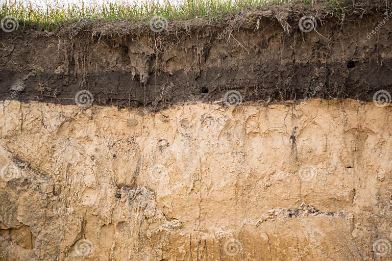 The Layers of the Earth in a Pit Stock Photo - Image of green, geology ...