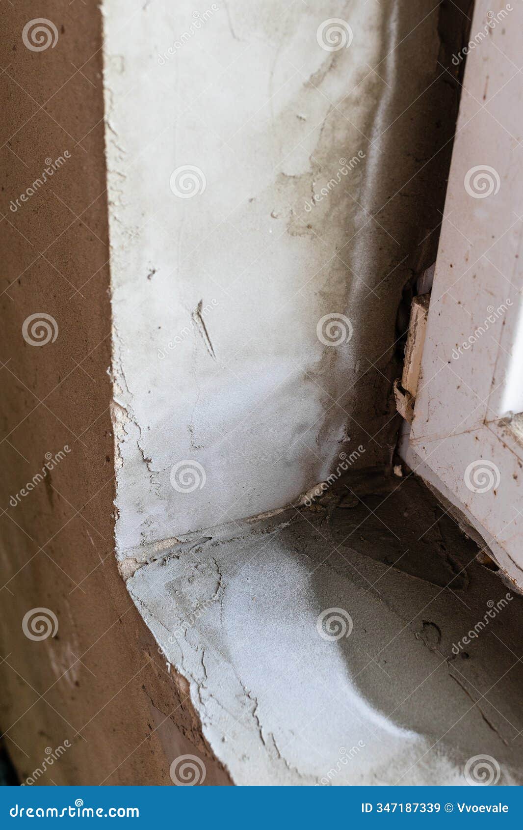 Layers of Fresh Plaster in Corner of Window Sill Stock Image - Image of ...