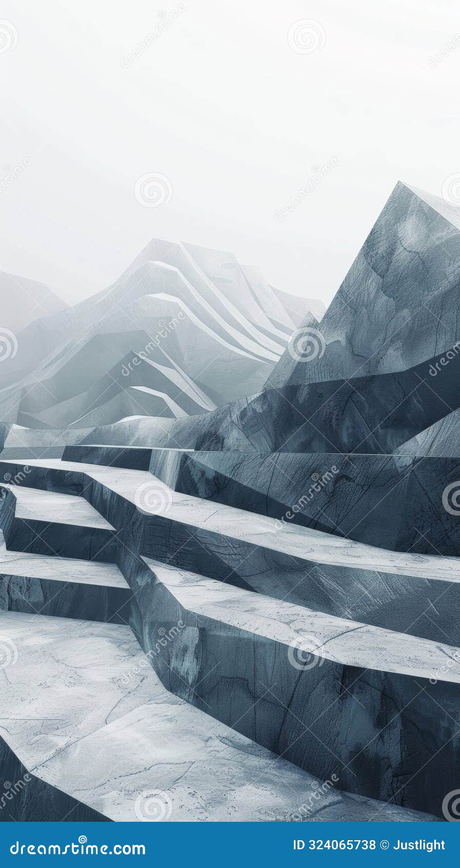 Layers of Geometric Shapes Form a Mountain Structure Appearing almost ...