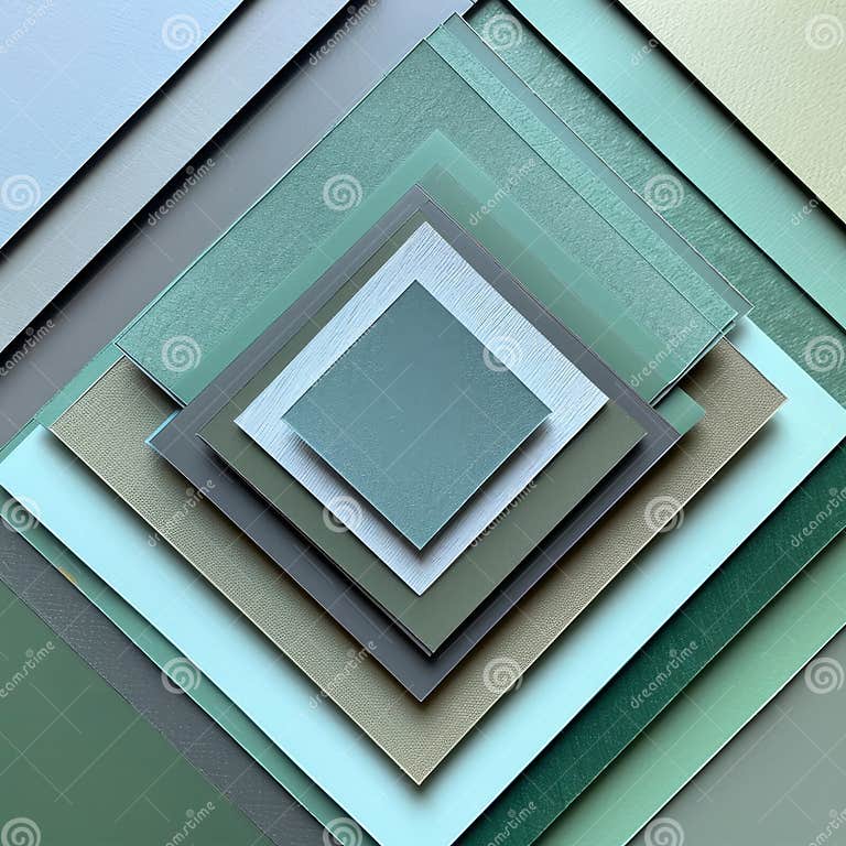 Layers of Green and Teal Textured Paper Arranged in a Geometric Pattern ...